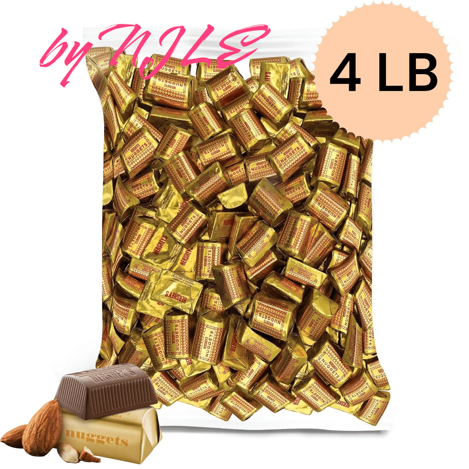 Nuggets Dark Chocolate with Almonds - 4 LB Bulk Office Candy - Walmart ...
