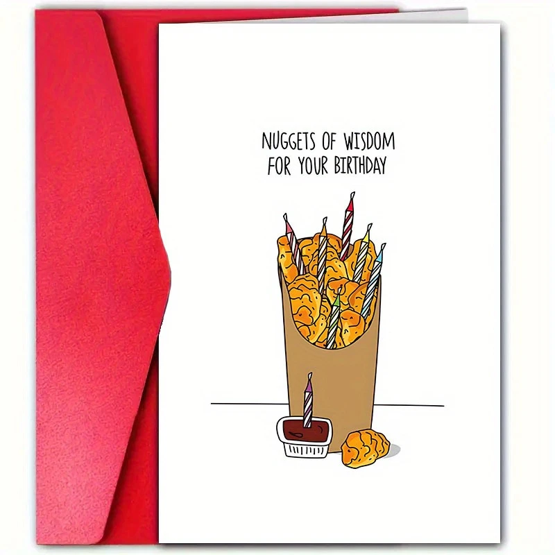 Nuggets of Wisdom Birthday Card – Fun and Whimsical Design with Cake ...