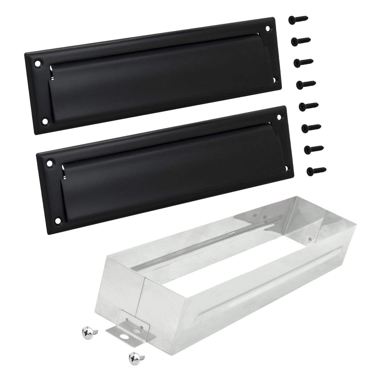 Nuk3y Solid Brass Mail Slot with Double Flap and Sleeve 13" x 3.625 ...