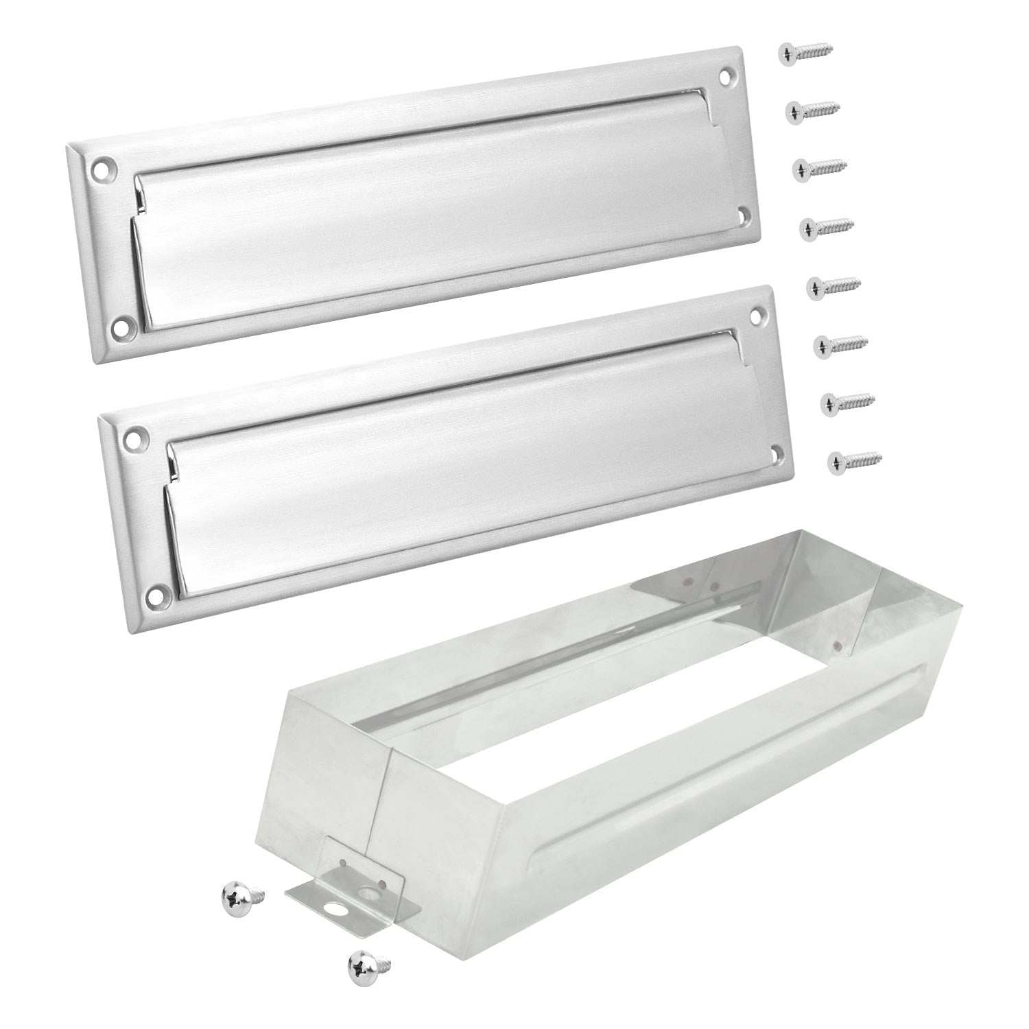 Nuk3y Solid Brass Mail Slot with Double Flap and Sleeve 13" x 3.625 ...
