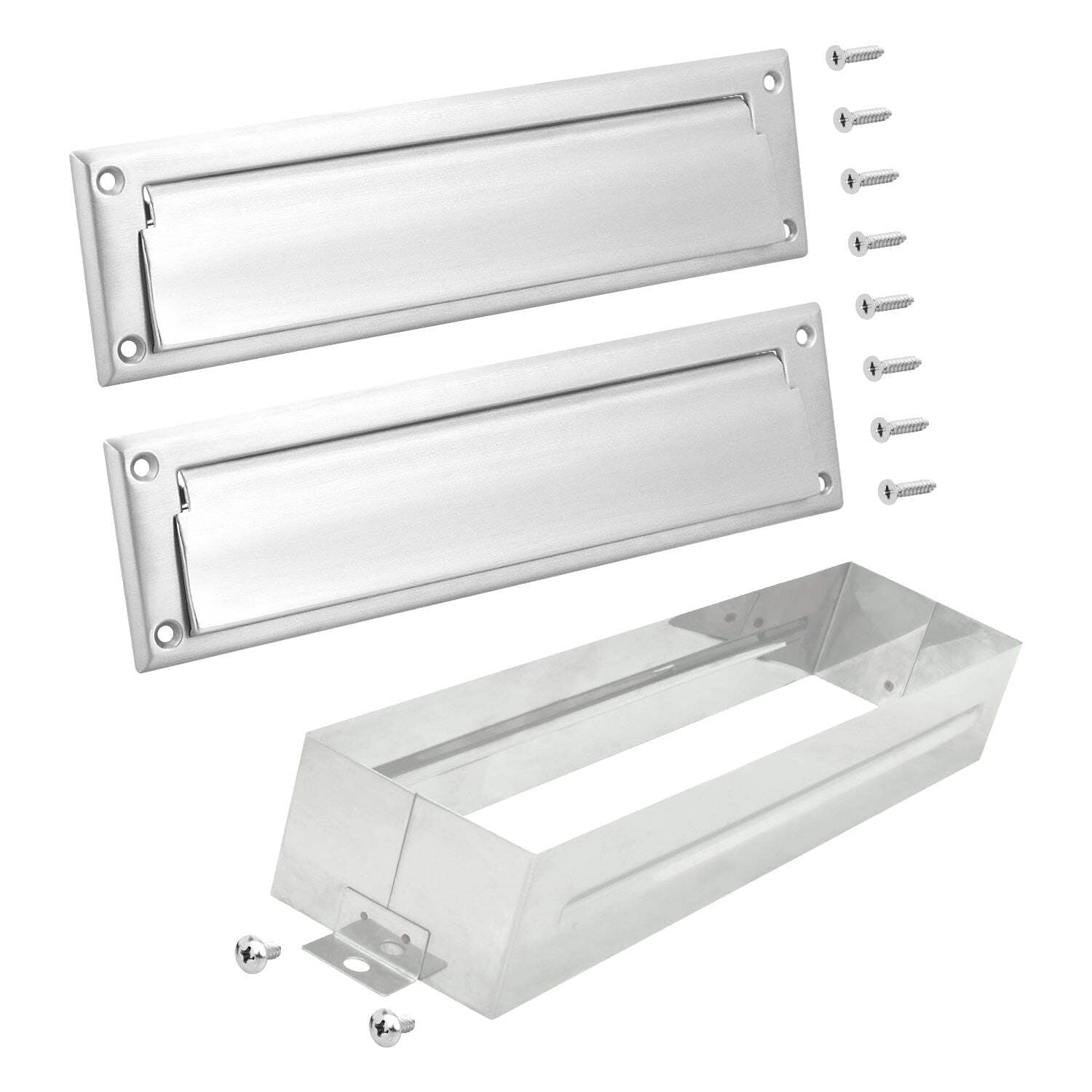 Nuk3y Solid Brass Mail Slot with Double Flap and Sleeve 13" x 3.625 ...