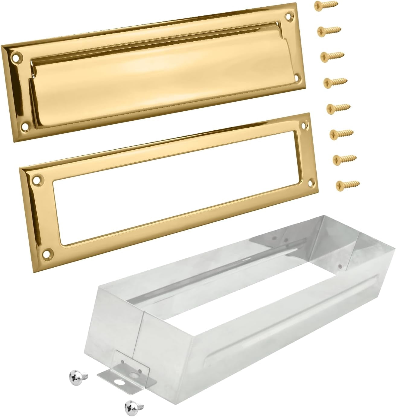 Nuk3y Solid Brass Mail Slot with Sleeve (Matte Black, 13" x 3.625 ...