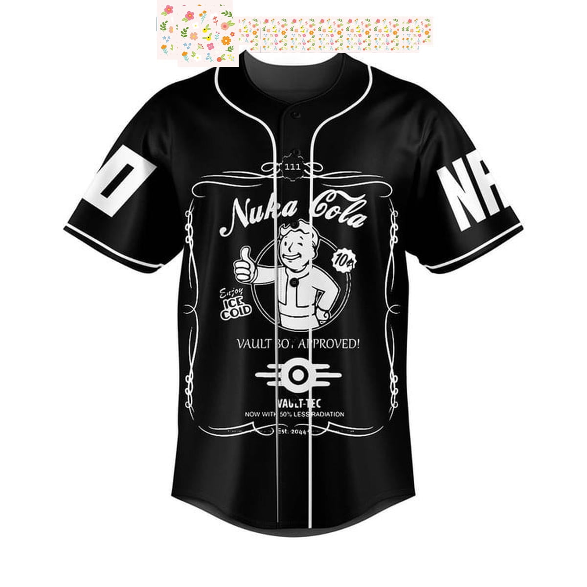 Nuka Cola Zap That Thirst Fallout Black And White Personalized Baseball ...