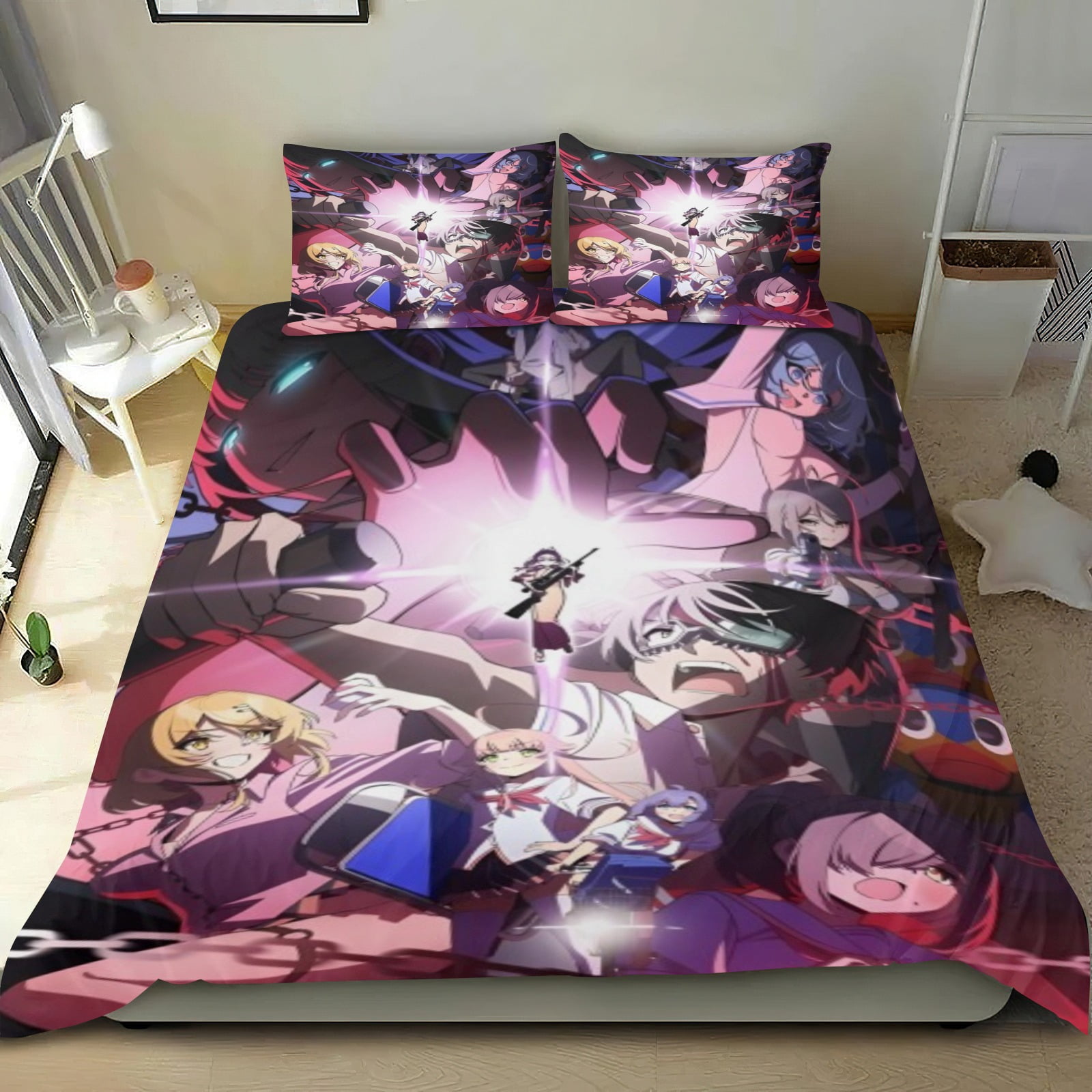 Nukitashi THE ANIMATION thin bedding set has an iconic print,One duvet cover and two pillowcases ...