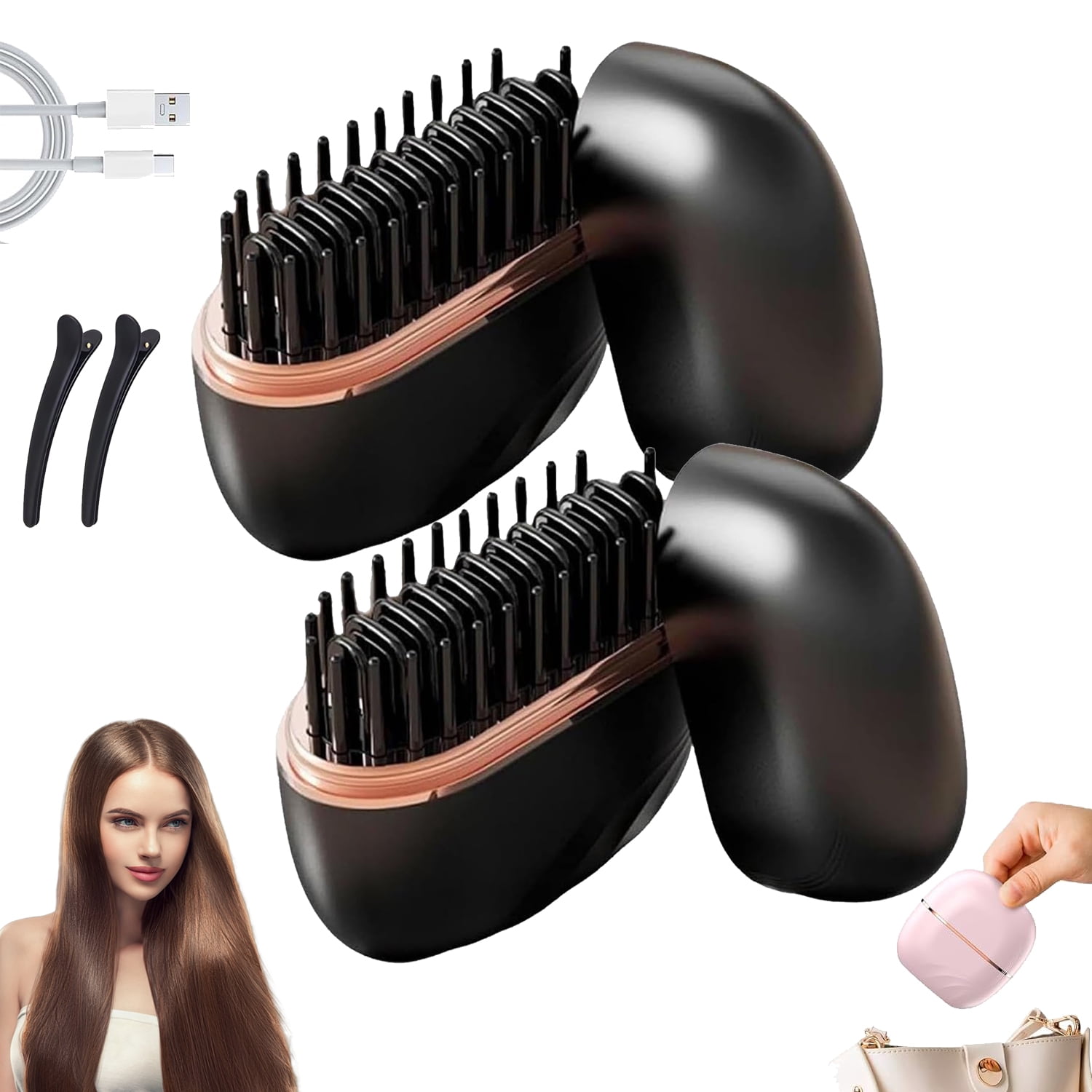 Nulira Mini Hair Straightener, 2-in-1 Wireless Hair Straight Comb ...