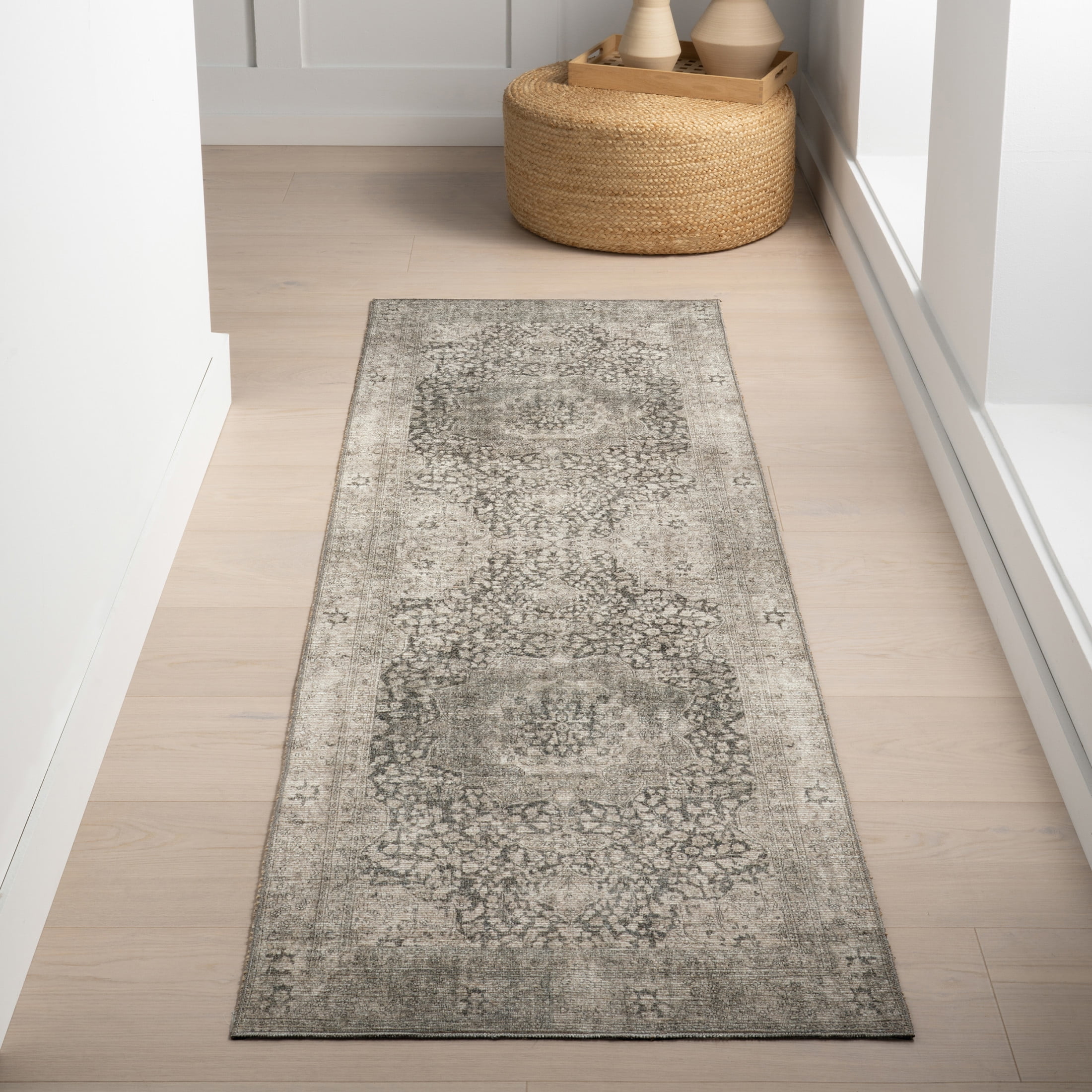Nuloom Hillstone Collection Traditional Vintage Medallion Area Rug, 2' 8" x 8', Runner, Agnetha ...
