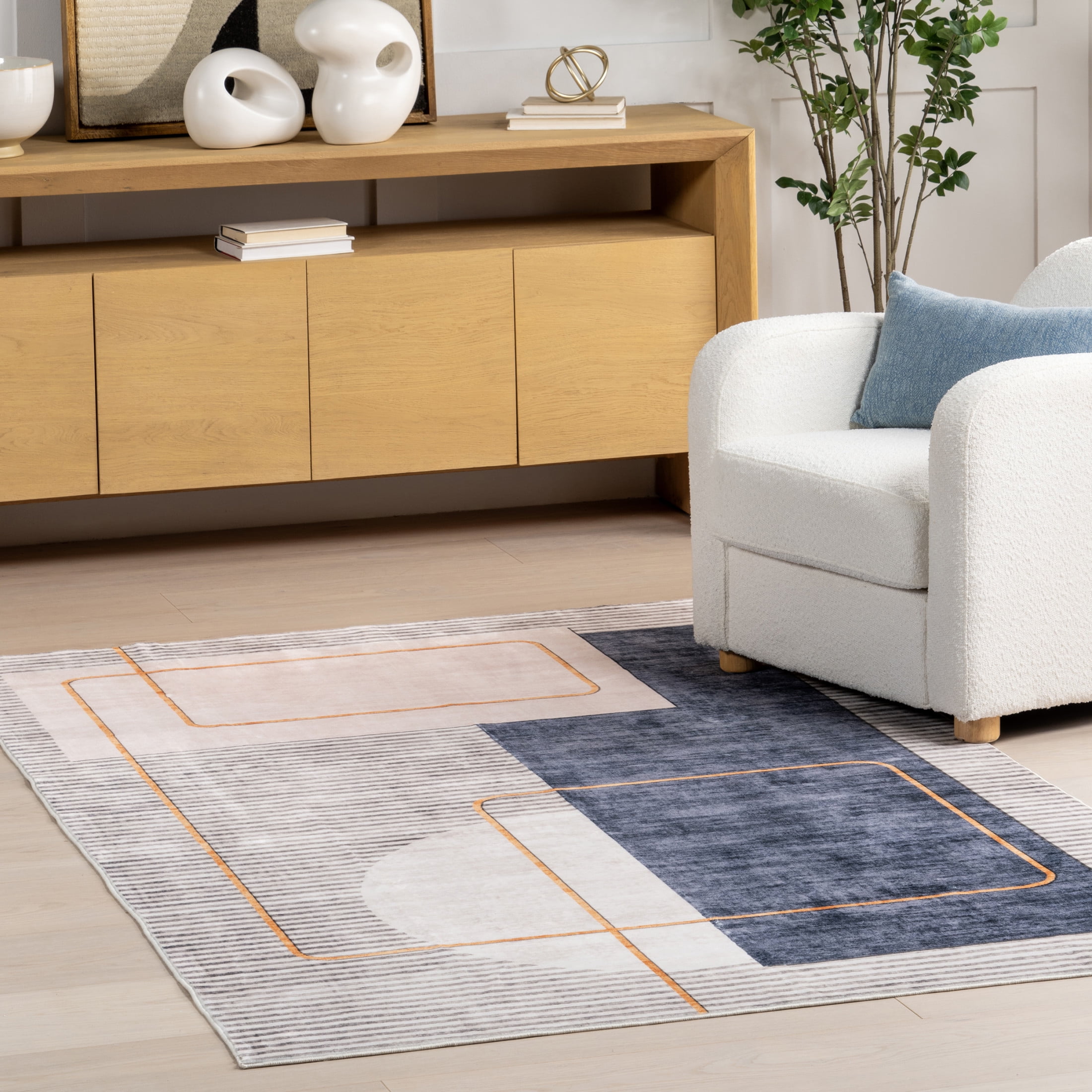 nuLOOM Maja SpinClean Modern Abstract Machine Washable Area Rug, 4' x 6 ...