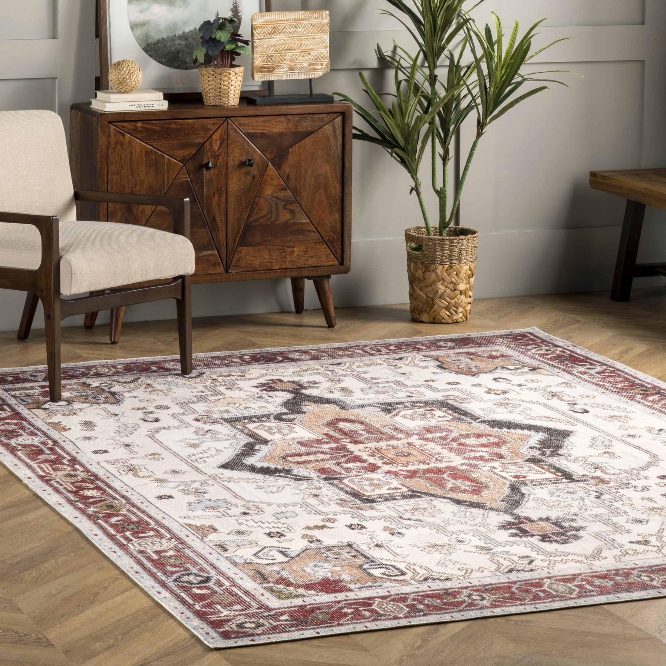 Nuloom Miley SpinClean Machine Washable Traditional Medallion Area Rug ...