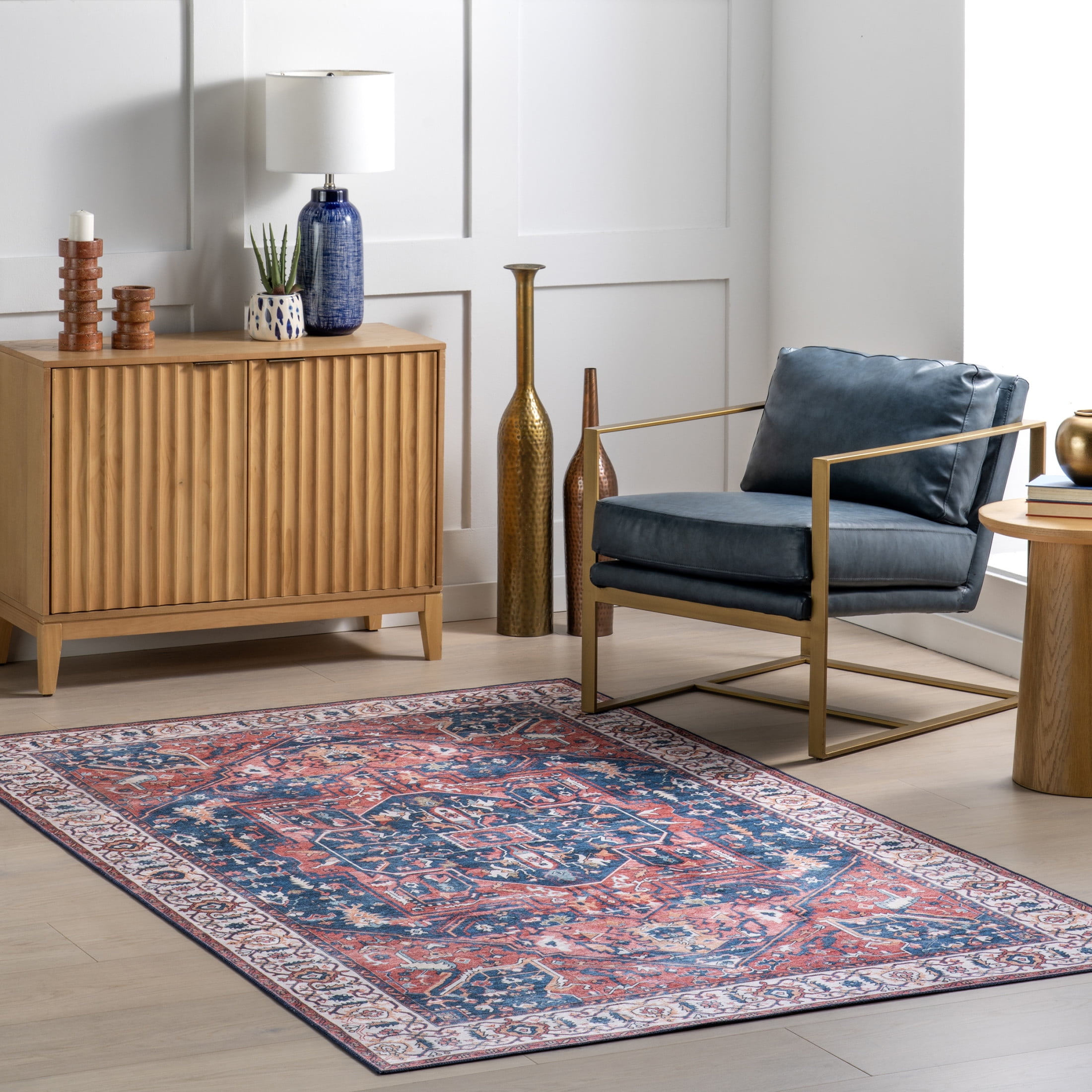 nuLOOM Vita SplashGuard Vintage Medallion Machine Washable Area Rug, 3 ...