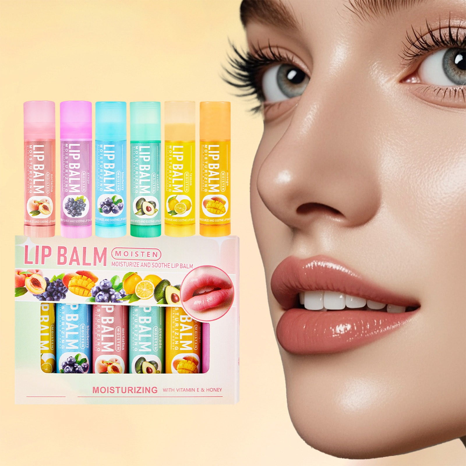 NumWeiTong Lip Balm Hydrating,Lip Balm Kit Fruit-flavored Lip Balm 6 ...