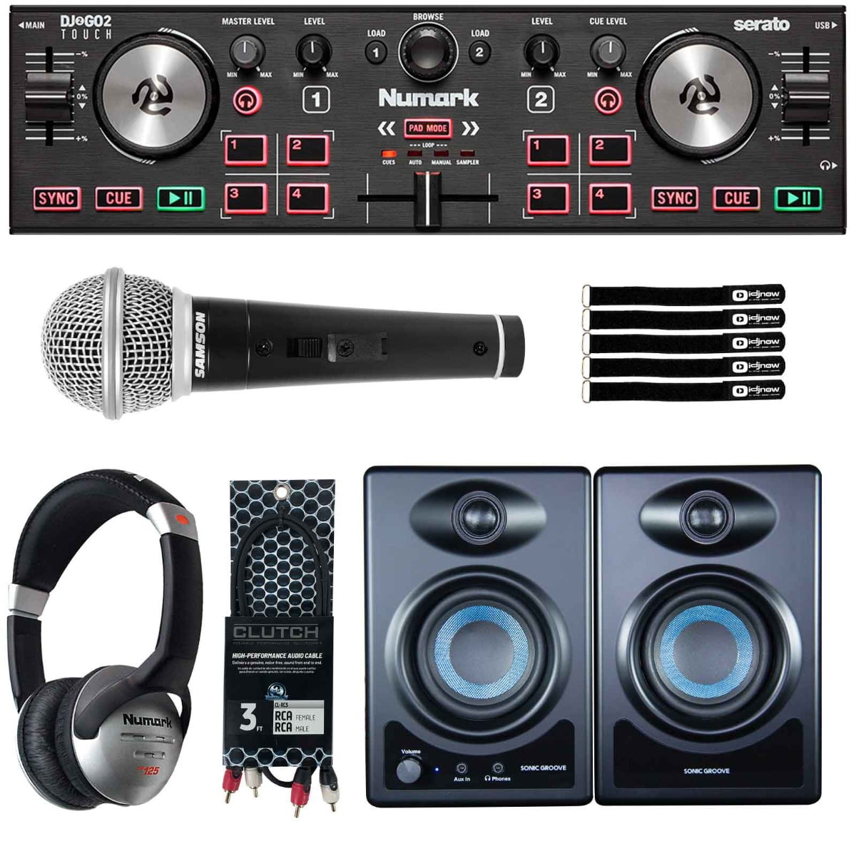 Numark DJ2GO2 Touch Pocket DJ Controller with Clutch CL-SG3BT Sonic ...