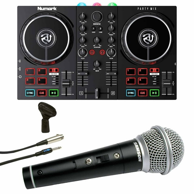 Numark Party Mix II DJ Controller with Multi-Purpose Microphone Package ...