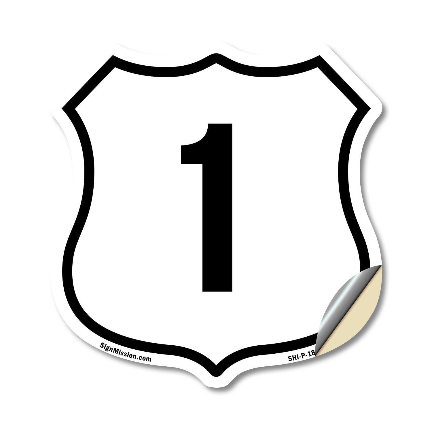 Number 1 12 inch X 12 inch Shield Shaped Heavy Duty 3.2 mil Vinyl Decal ...