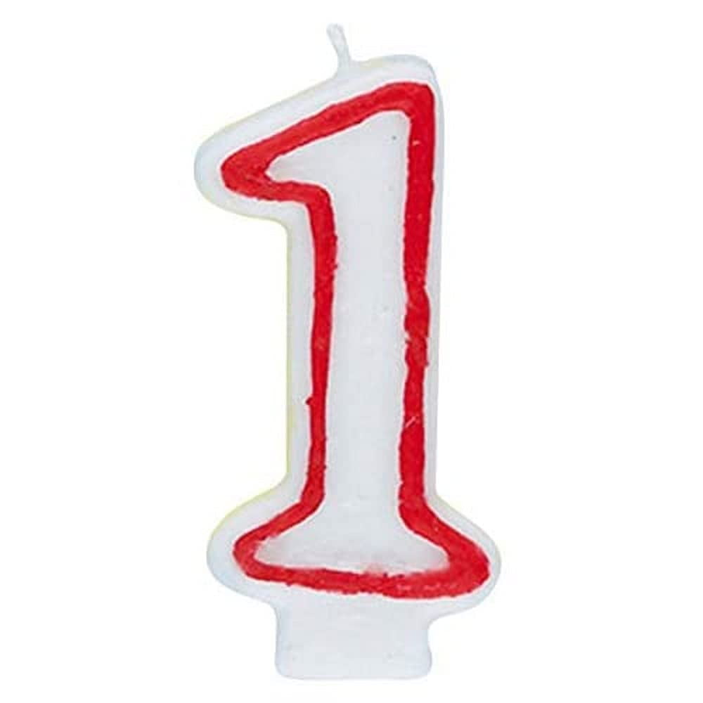 Number 1 Birthday Candle, 2.75 in, Red and White, 1ct - Walmart.com