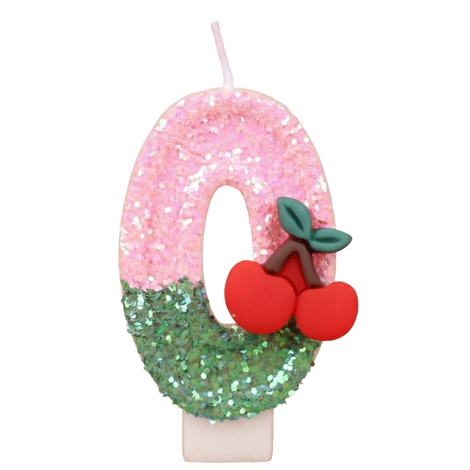 Number 1 Birthday Candle with Glitter and Cherry Design for Cake ...