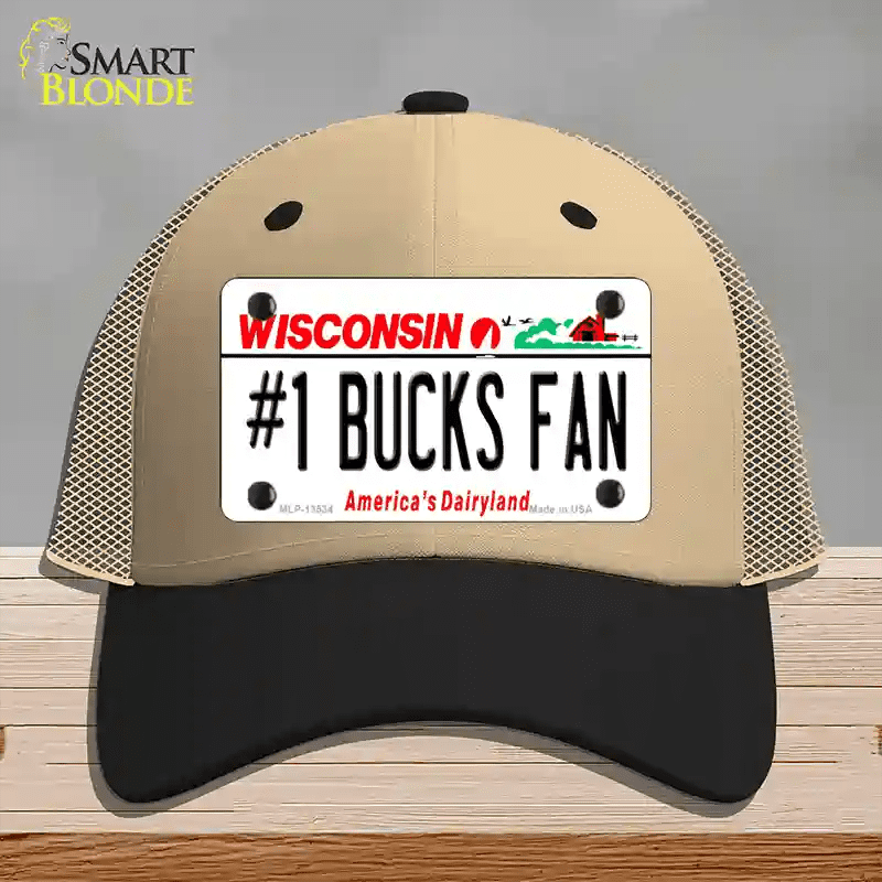 Number 1 Bucks Fan Novelty License Plate Hat Tag Mesh Khaki|Black ...