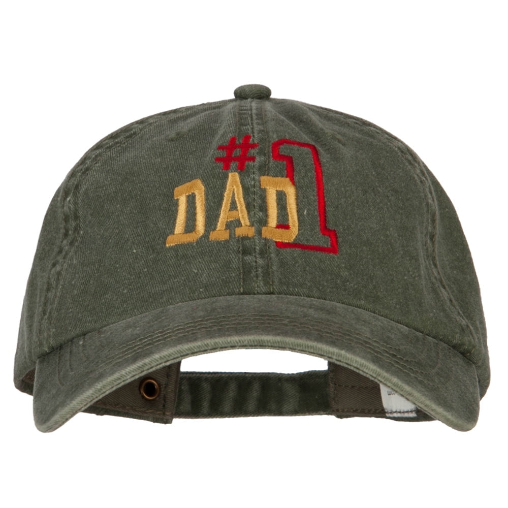 Number 1 Dad Outline Embroidered Big Size Washed Cap - Olive XL-3XL ...