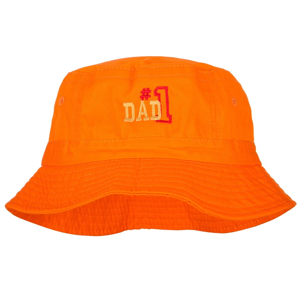 Number 1 Dad Outline Embroidered Bucket Hat - Orange OSFM - Walmart.com