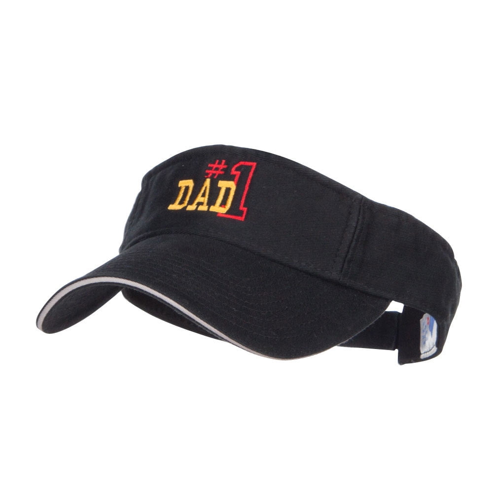 Number 1 Dad Outline Embroidered Sandwich Visor - Black Grey OSFM ...