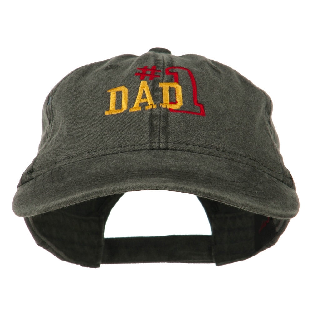 Number 1 Dad Outline Embroidered Washed Cotton Cap - Black OSFM ...