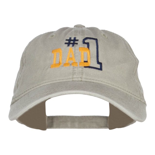 Number 1 Dad Outline Embroidered Washed Cotton Cap - Stone OSFM ...