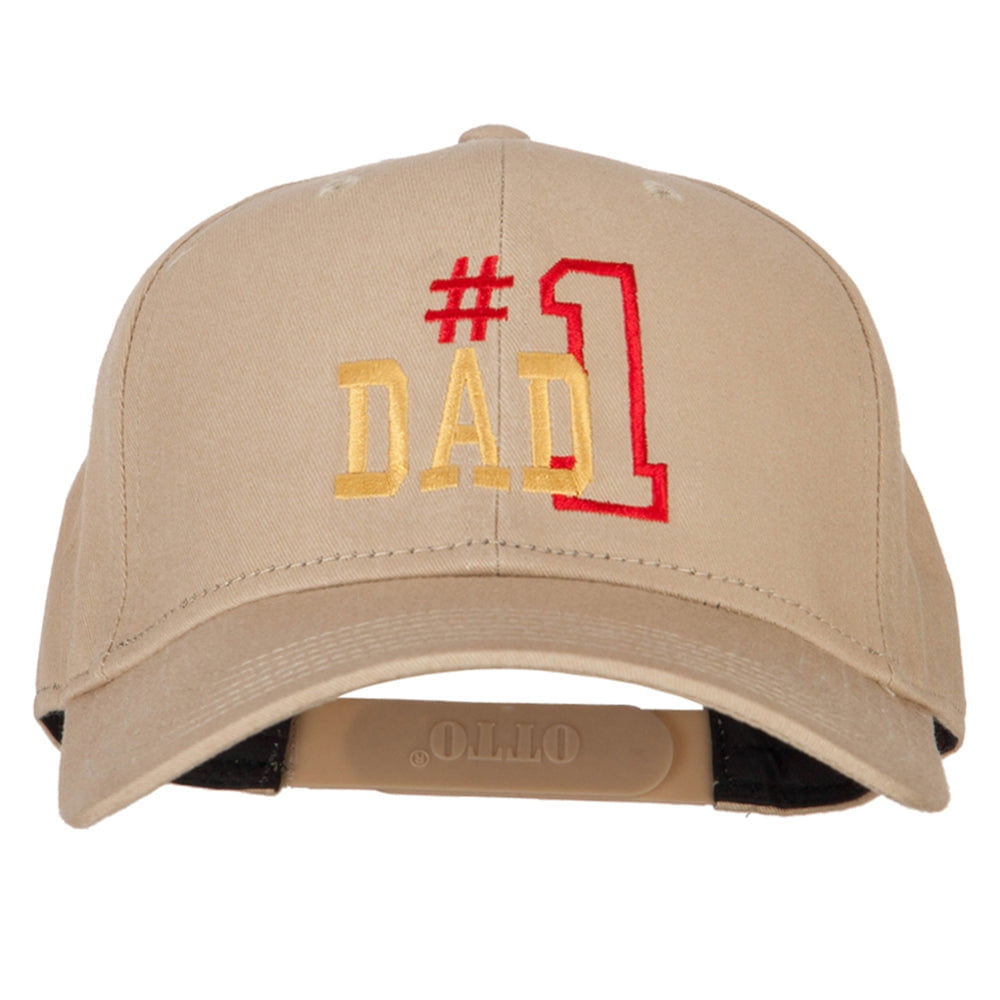 Number 1 Dad Outline Words Embroidered Solid Cotton Pro Style Cap ...