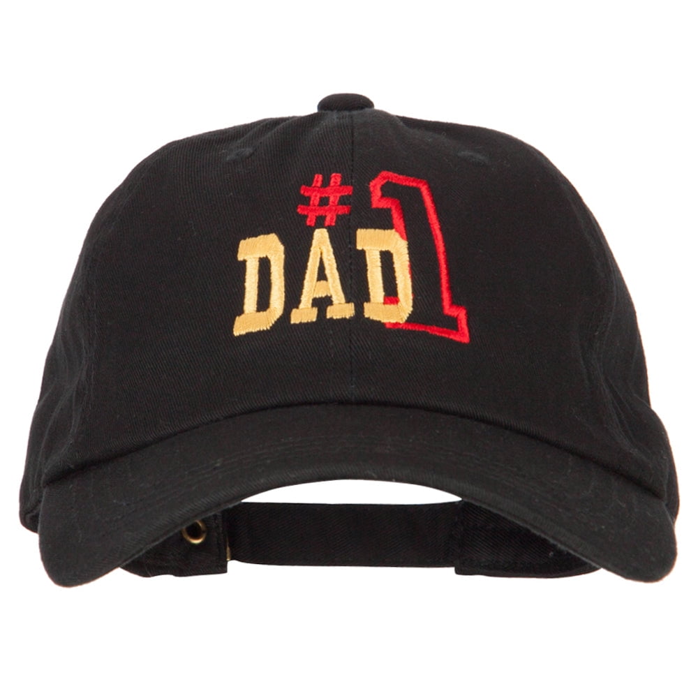 Number 1 Dad Outline Words Embroidered Unstructured Dyed Cotton Cap ...