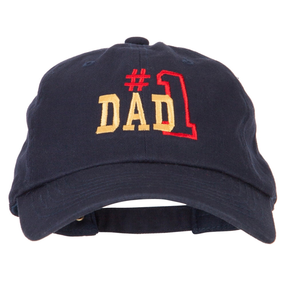 Number 1 Dad Outline Words Embroidered Unstructured Dyed Cotton Cap ...
