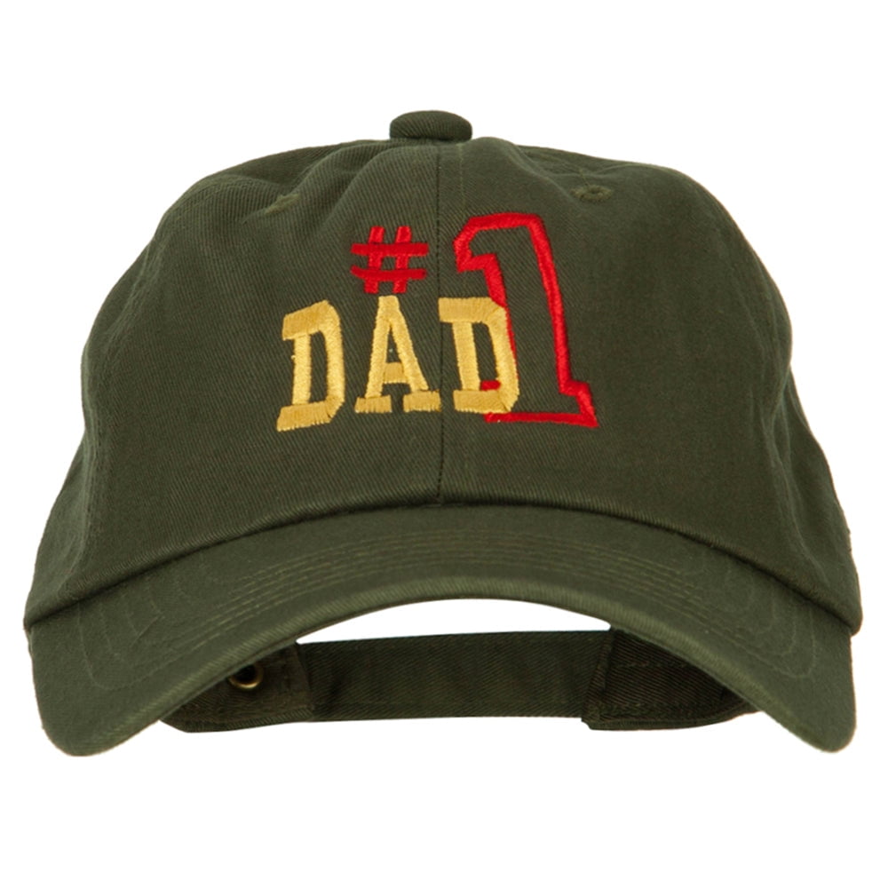 Number 1 Dad Outline Words Embroidered Unstructured Dyed Cotton Cap ...