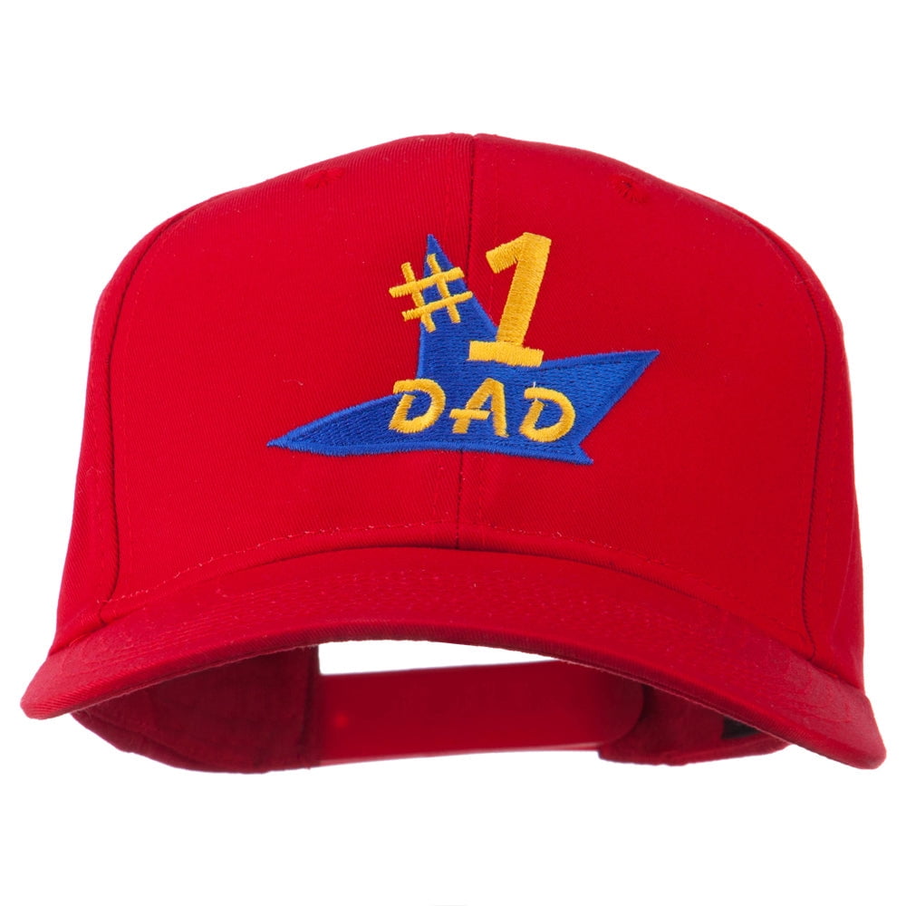 Number 1 Dad Star Embroidered Cap - Red OSFM - Walmart.com