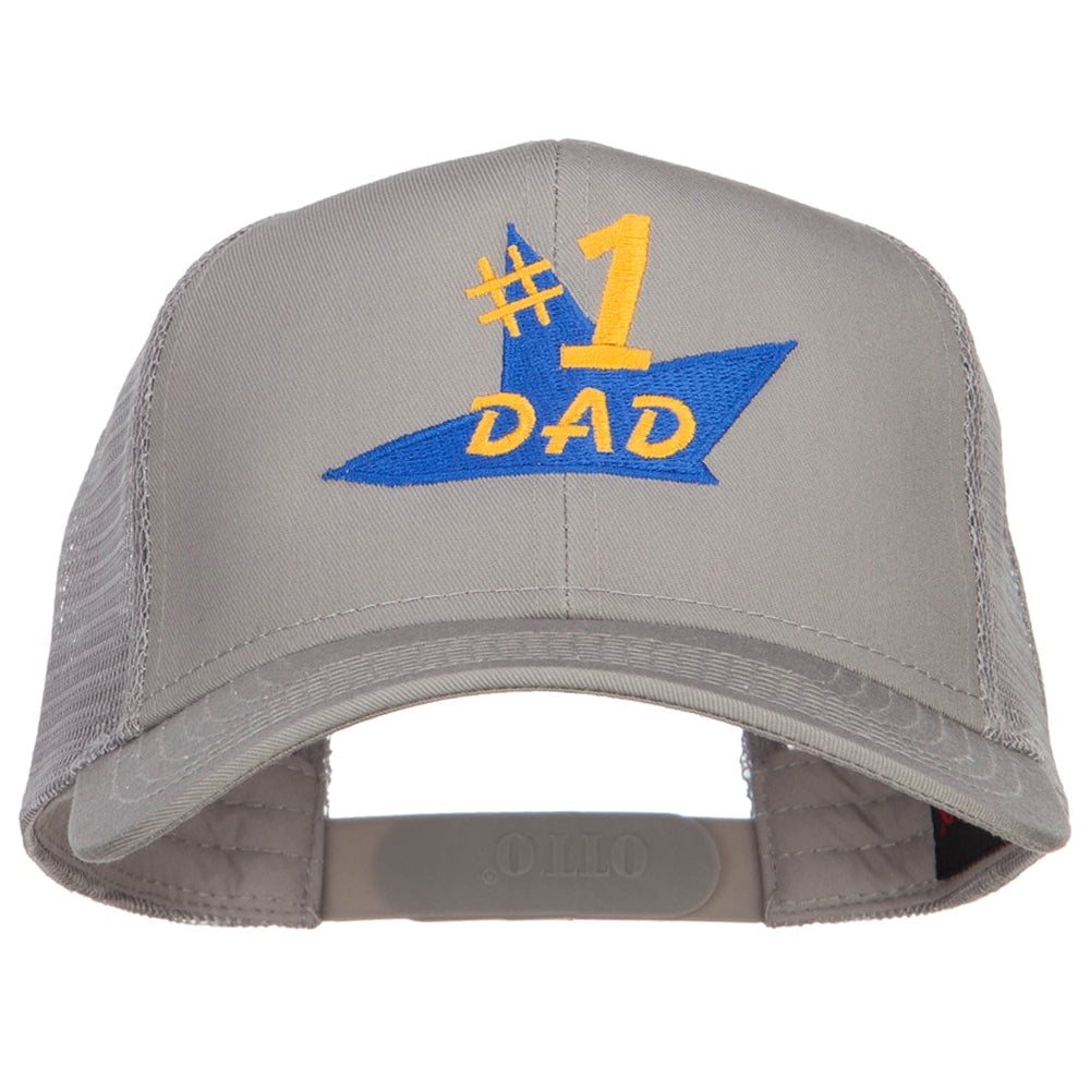 Number 1 Dad Star Embroidered Solid Mesh Cap - Grey OSFM - Walmart.com