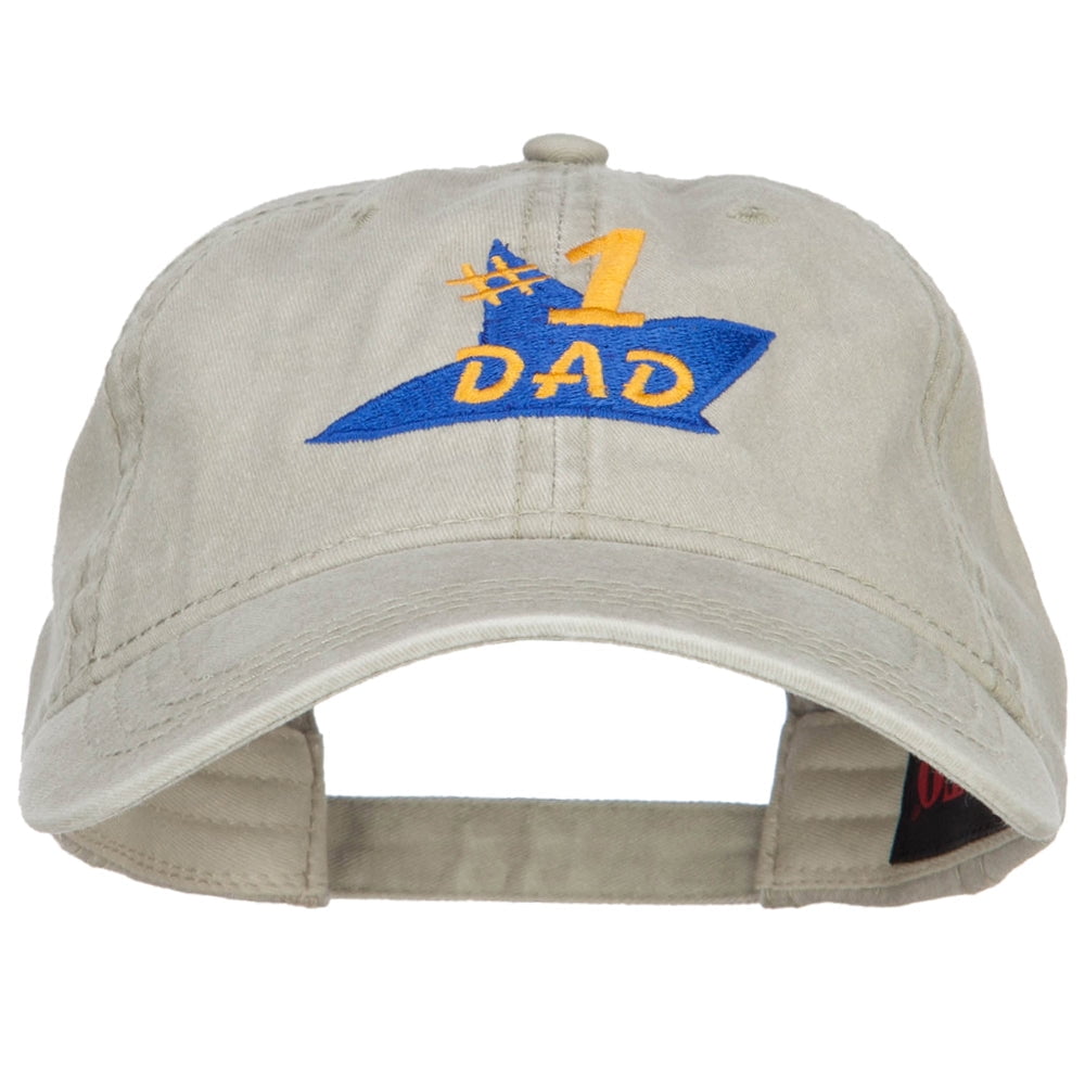 Number 1 Dad Star Embroidered Washed Cap - Stone OSFM - Walmart.com