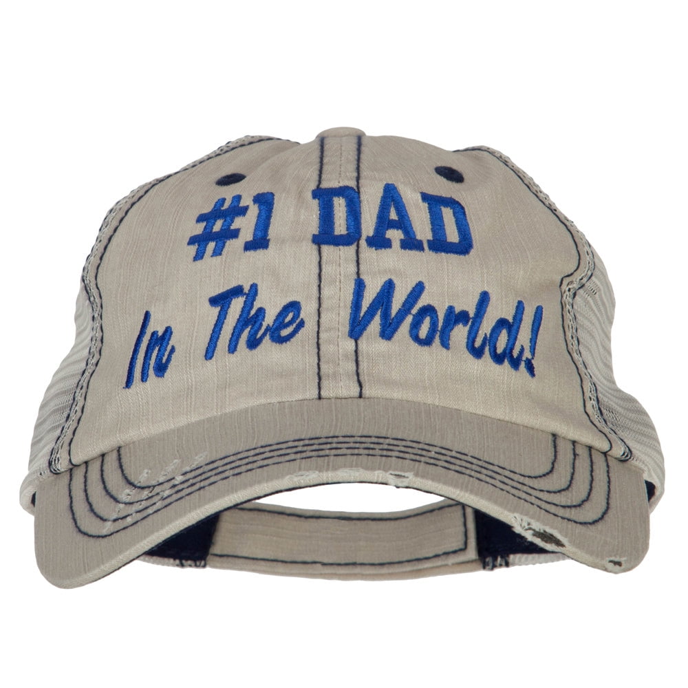 Number 1 Dad in The World Embroidered Low Profile Mesh Cap - Putty OSFM ...