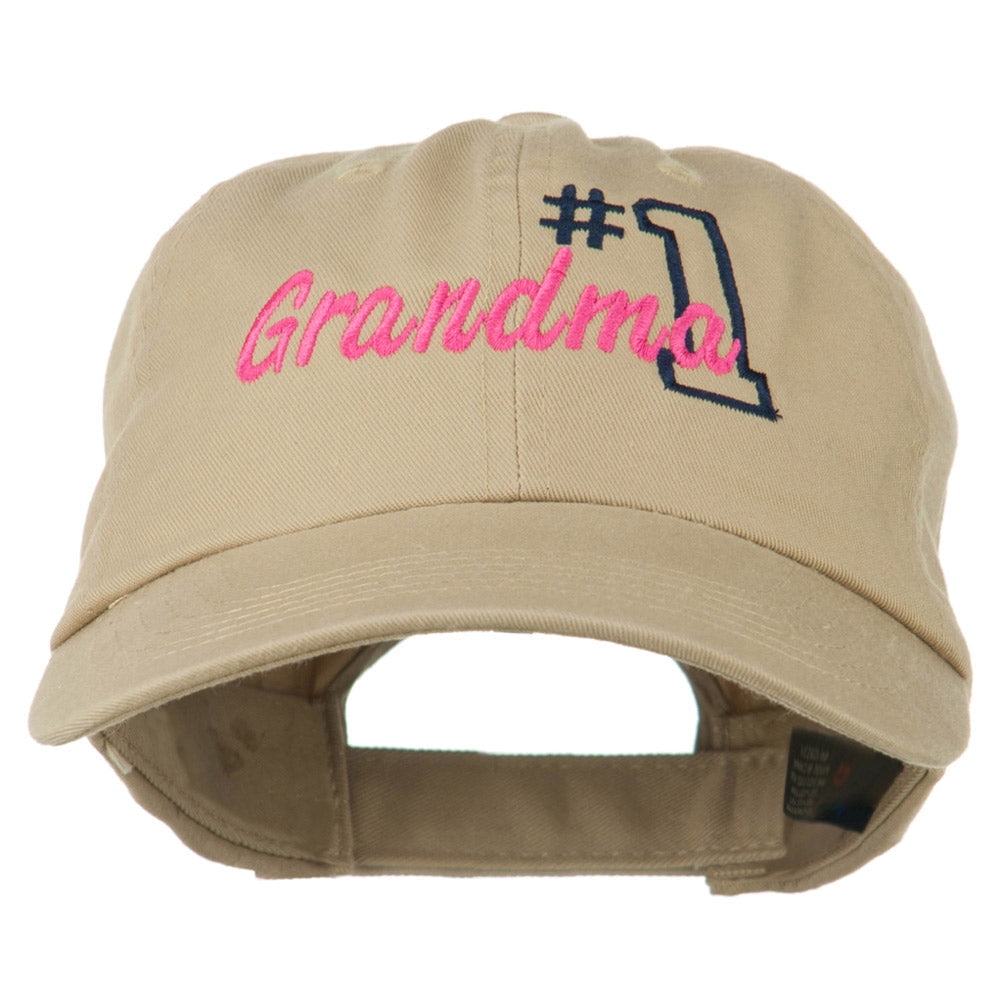 Number 1 Grandma Embroidered Cotton Cap - Khaki OSFM - Walmart.com