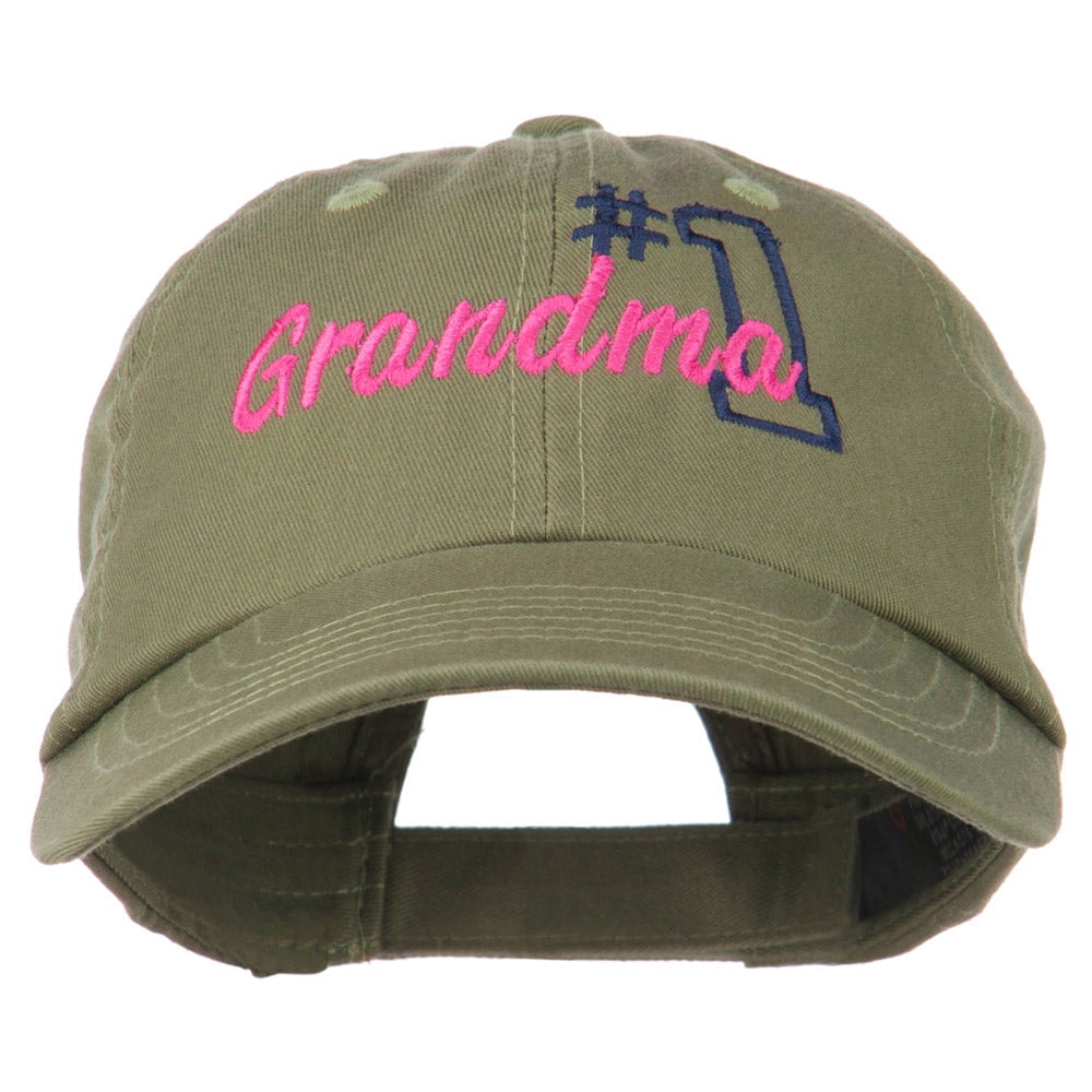 Number 1 Grandma Embroidered Cotton Cap - Olive OSFM - Walmart.com
