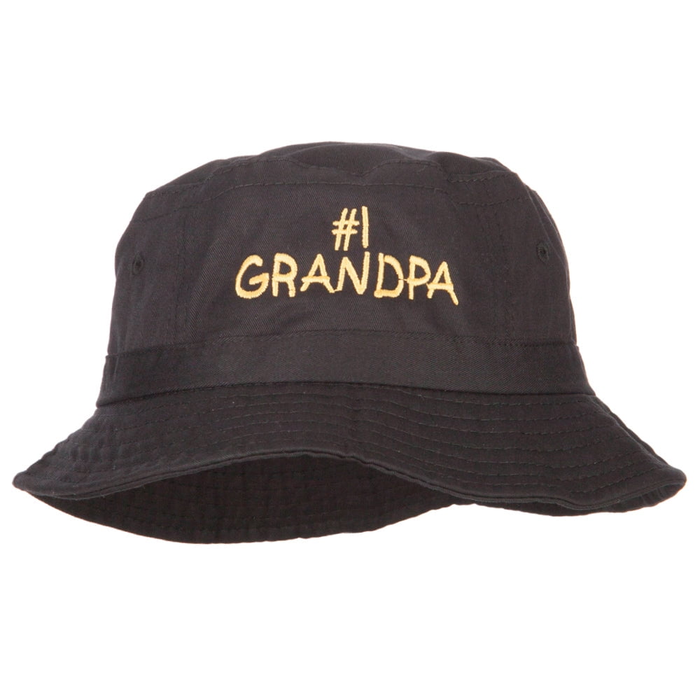 Number 1 Grandpa Embroidered Bucket Hat - Black OSFM - Walmart.com