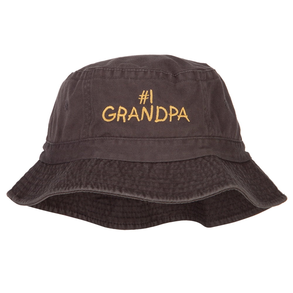 Number 1 Grandpa Embroidered Bucket Hat - Charcoal OSFM - Walmart.com