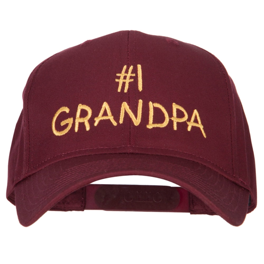 Number 1 Grandpa Letters Embroidered Solid Cotton Pro Style Cap ...