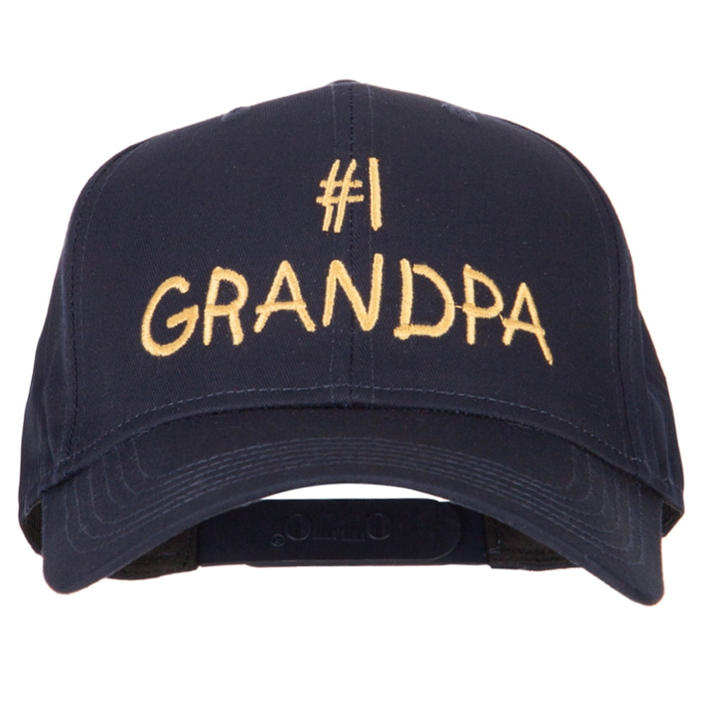 Number 1 Grandpa Letters Embroidered Solid Cotton Pro Style Cap - Navy ...