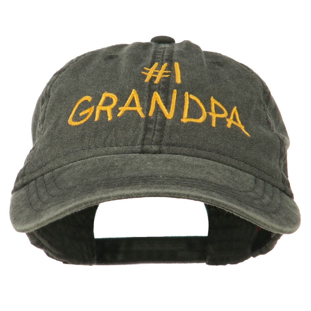 Number 1 Grandpa Letters Embroidered Washed Cotton Cap - Black OSFM ...