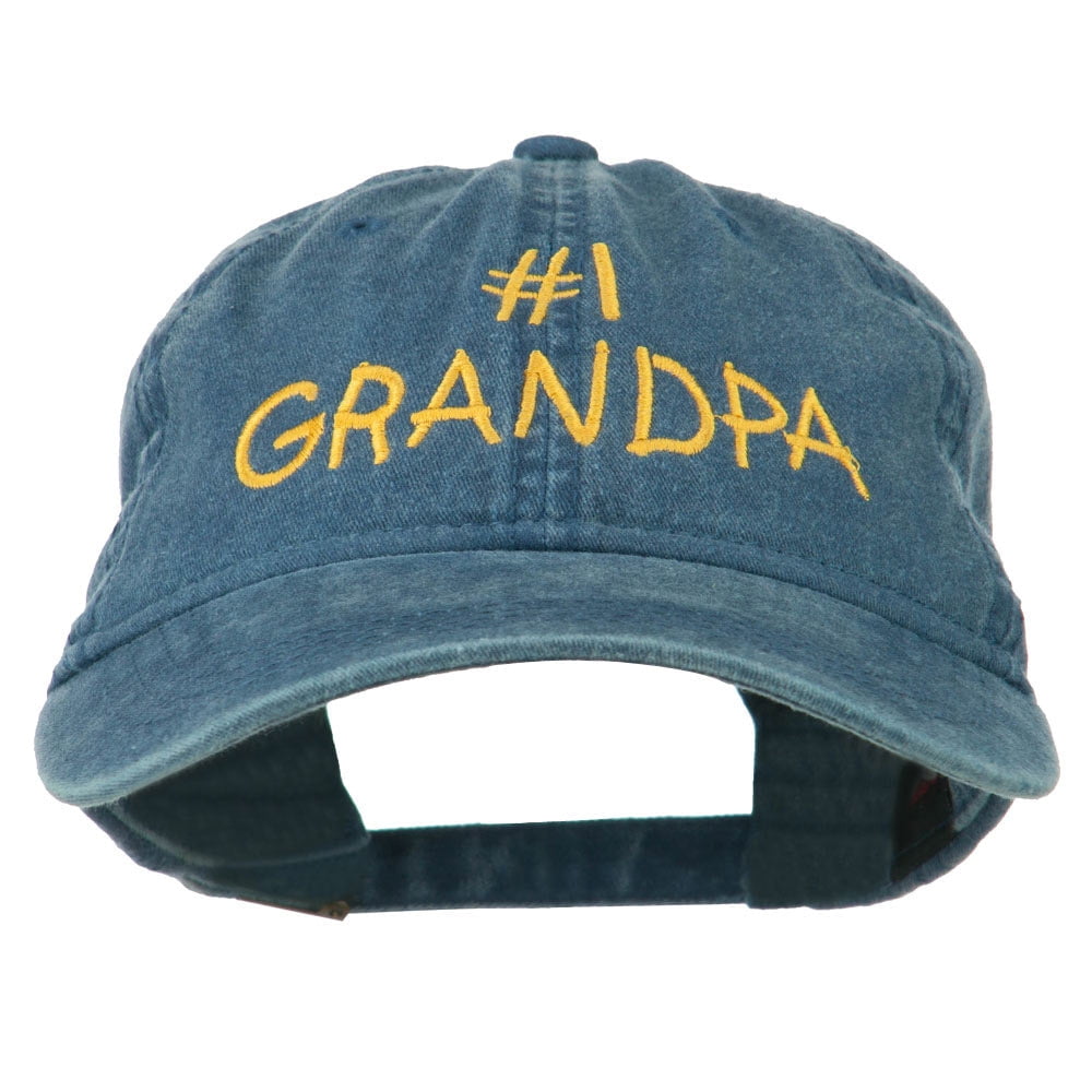 Number 1 Grandpa Letters Embroidered Washed Cotton Cap - Navy OSFM ...