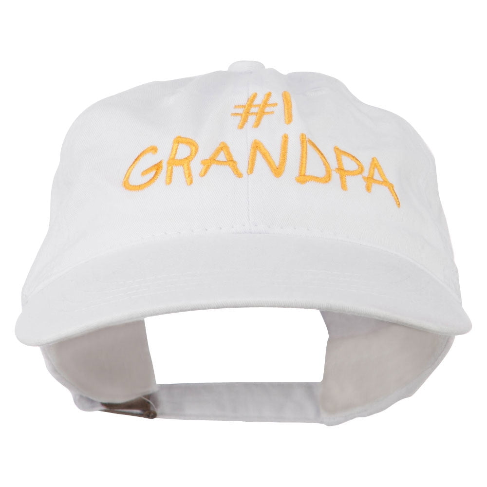 Number 1 Grandpa Letters Embroidered Washed Cotton Cap - White OSFM ...