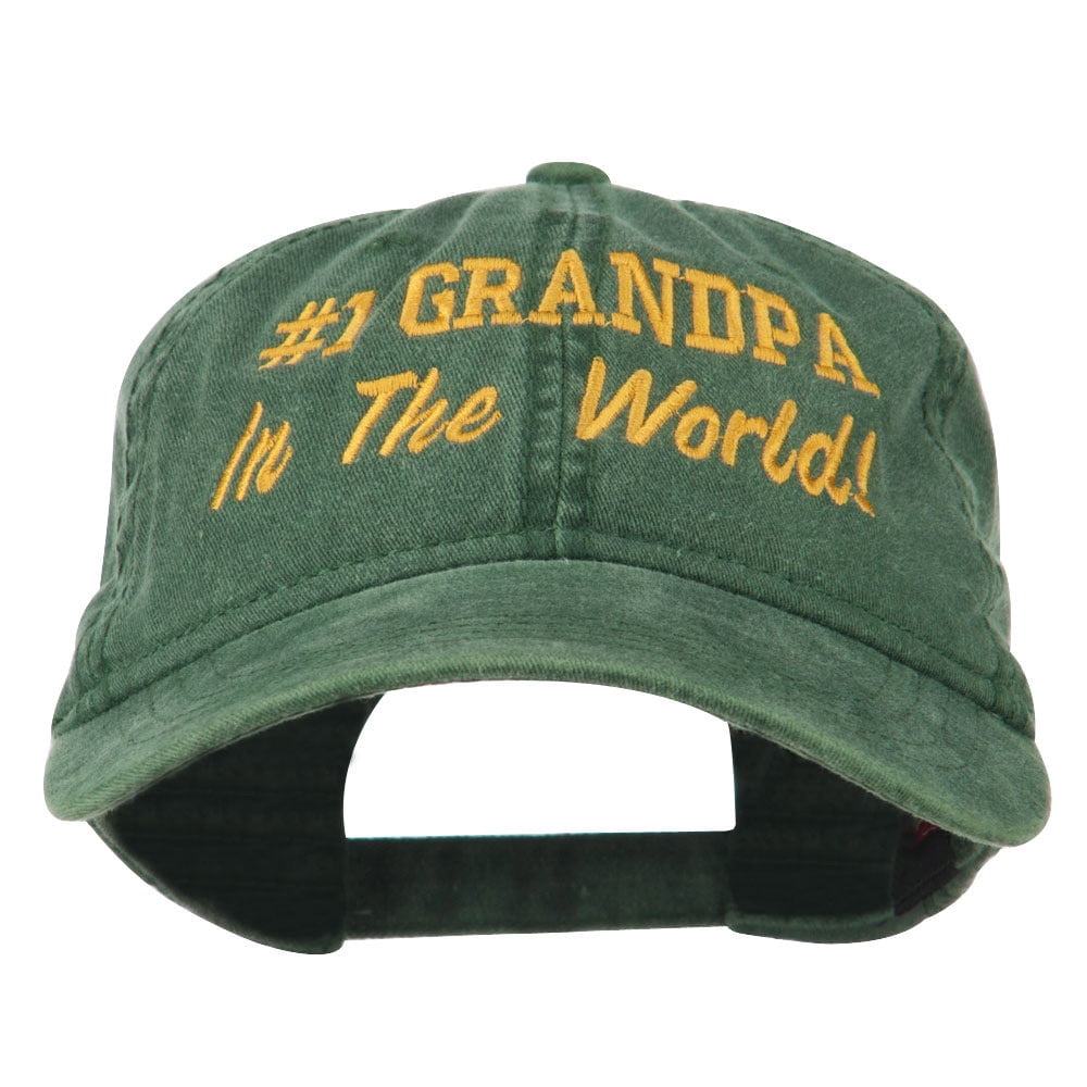 Number 1 Grandpa in the World Embroidered Washed Cotton Cap - Dark ...