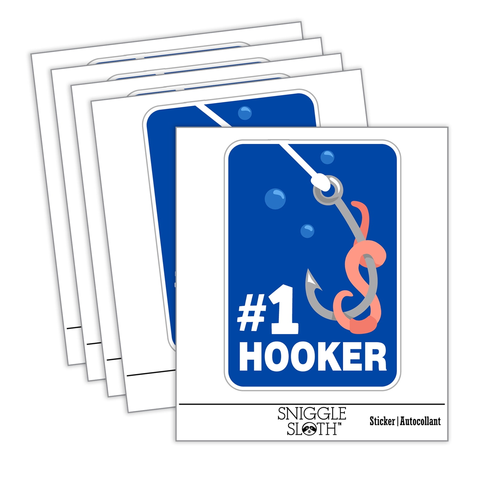 Number 1 Hooker Fishing Hook Bait Worm Car Window Bumper Water Bottle ...