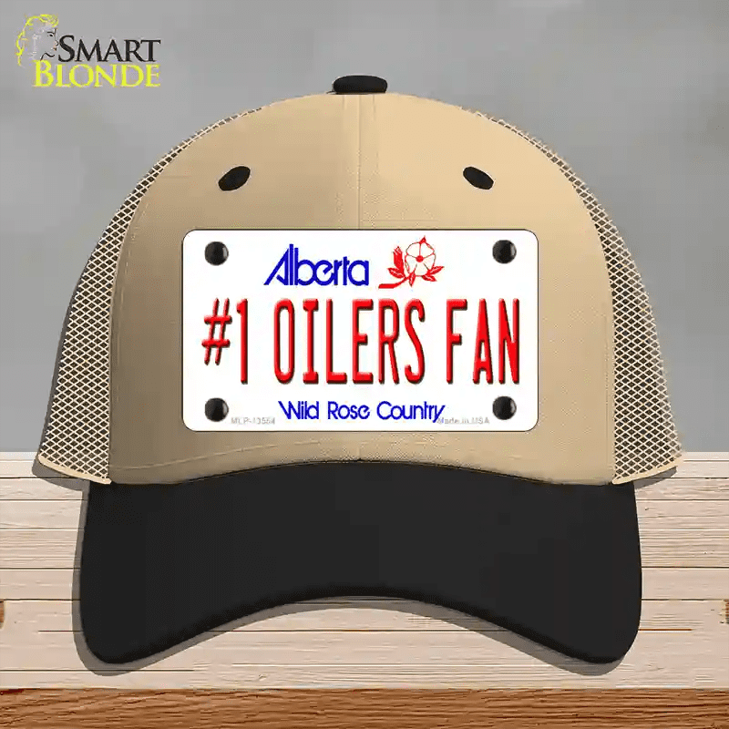 Number 1 Oilers Fan Novelty License Plate Hat Tag Mesh Khaki|Black ...