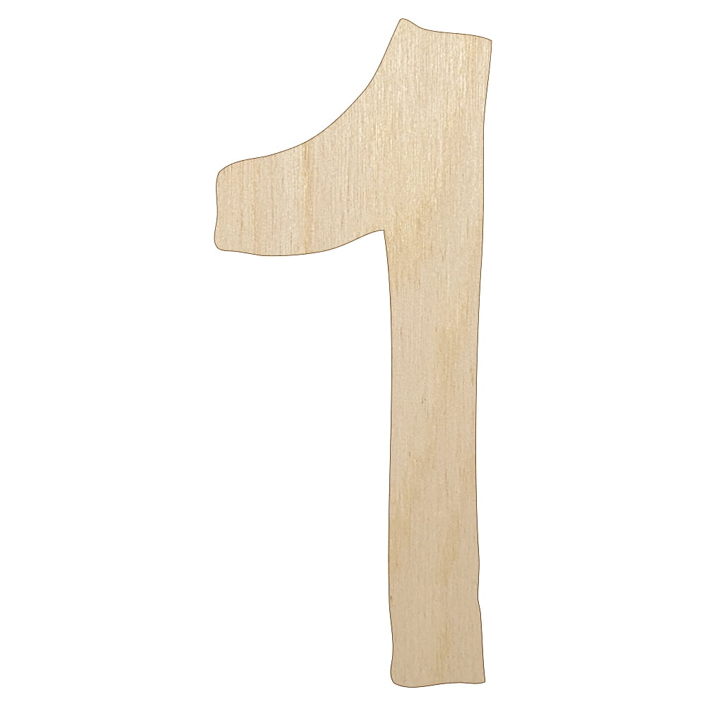Number 1 One Cute Typewriter Font Wood Shape Unfinished Piece Cutout ...