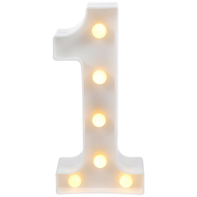 Number 1 Plastic Number Sign Light LED Number Light Party Bedroom Night ...