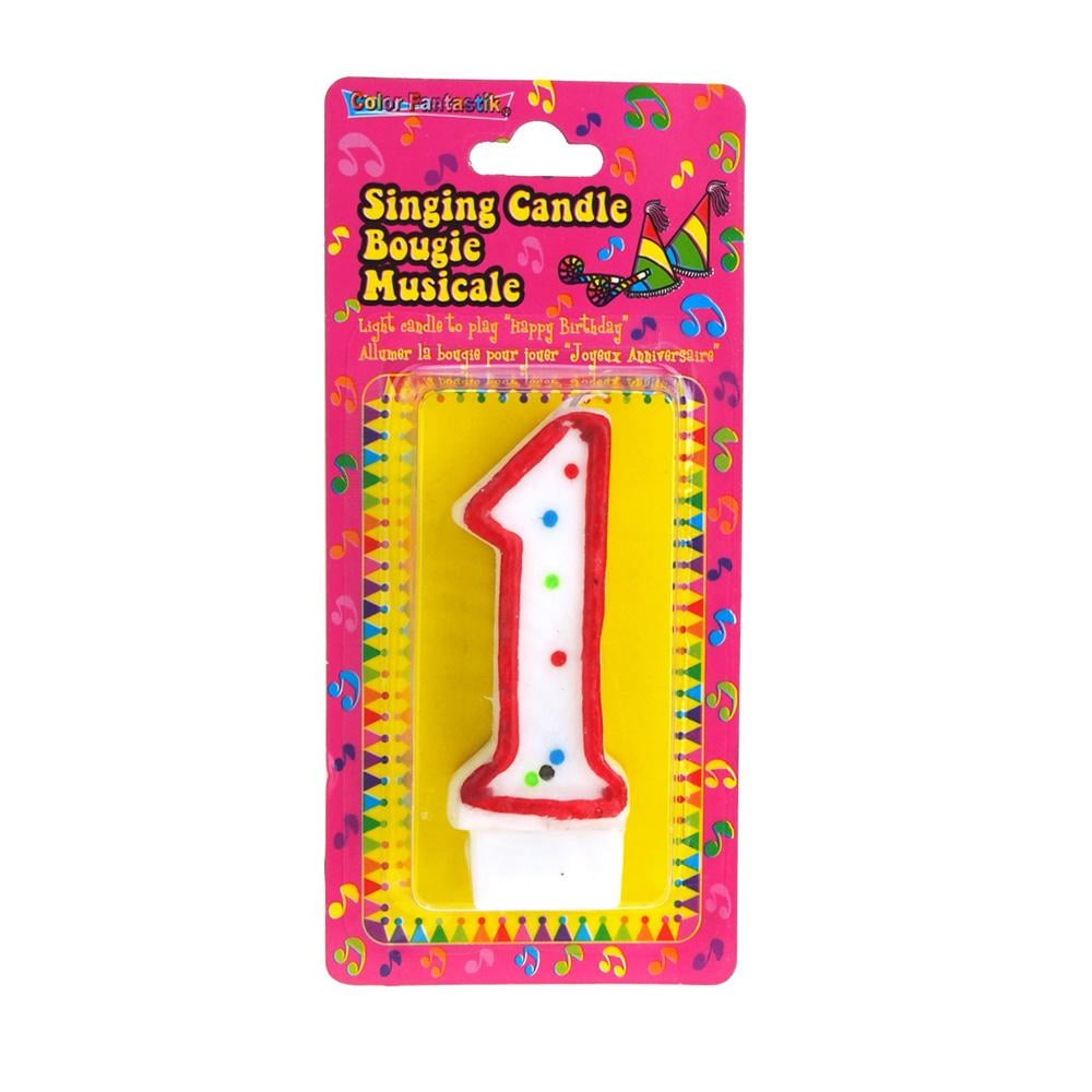 Number 1 Singing Birthday Candle, 2-1/2-Inch - Walmart.com