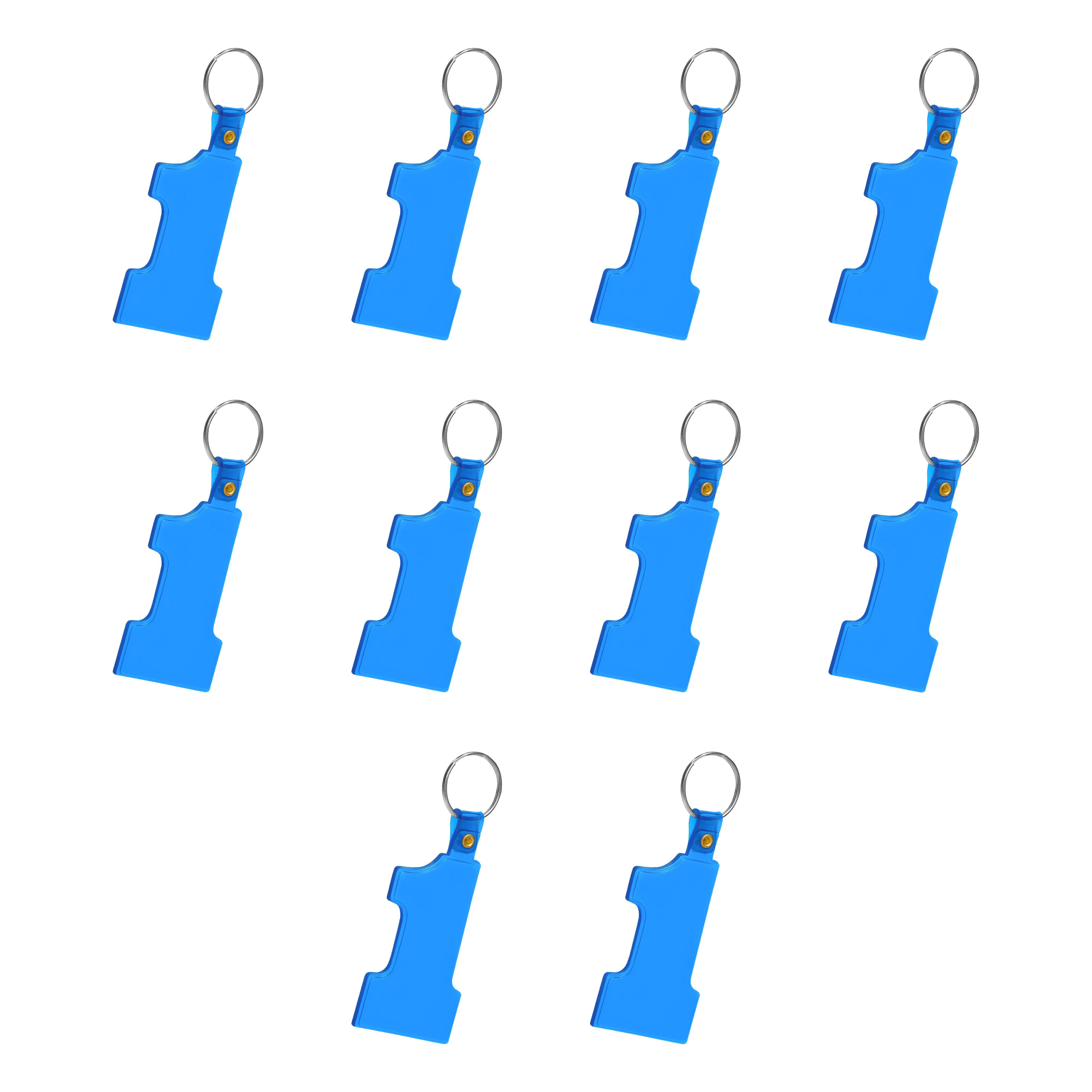 Number 1 Soft Keychains (Blank - Transparent Blue, • 10 keychains ...