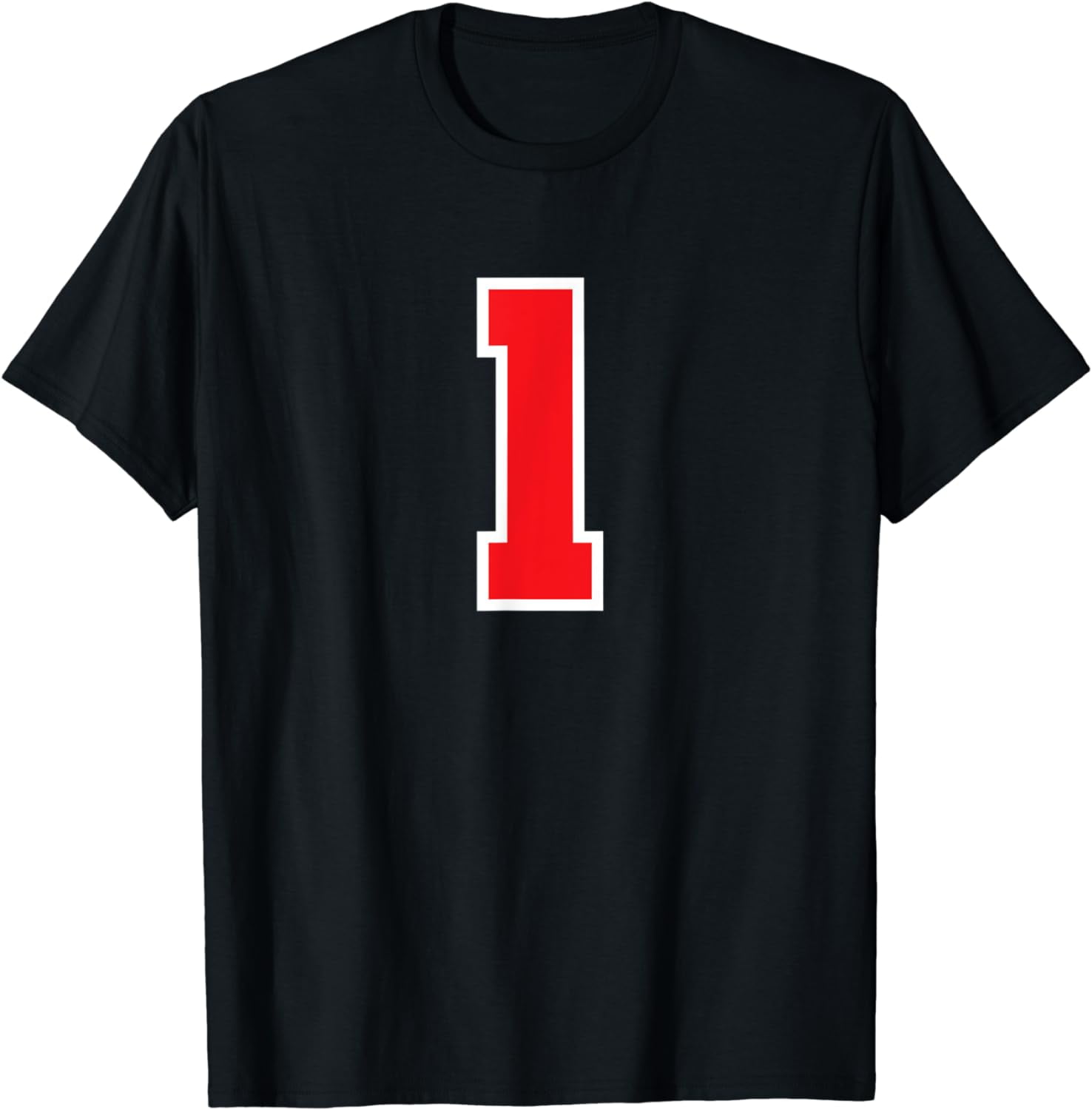 Number #1 Sports Jersey Birthday Age Lucky Number Red White T-Shirt ...